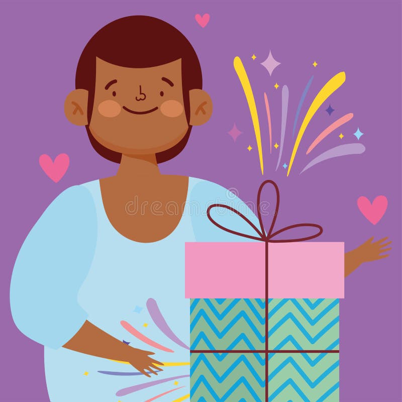 Boy with Wrapped Gift Box Celebraton Cartoon Stock Vector ...