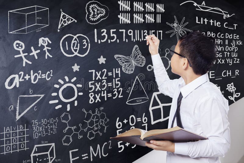 Boy Writes Mathematics Formula in Class Stock Image - Image of math ...