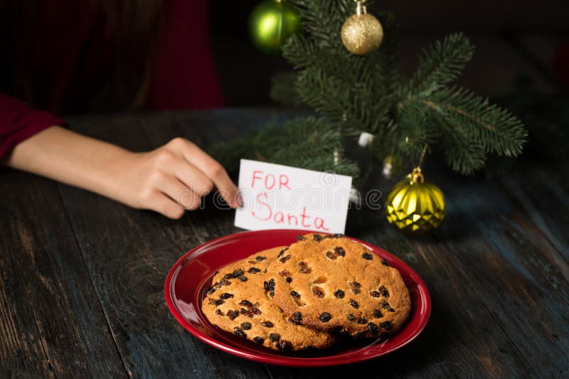 A Boy Writes a Note To Santa and Prepares a Treat Stock Image - Image ...
