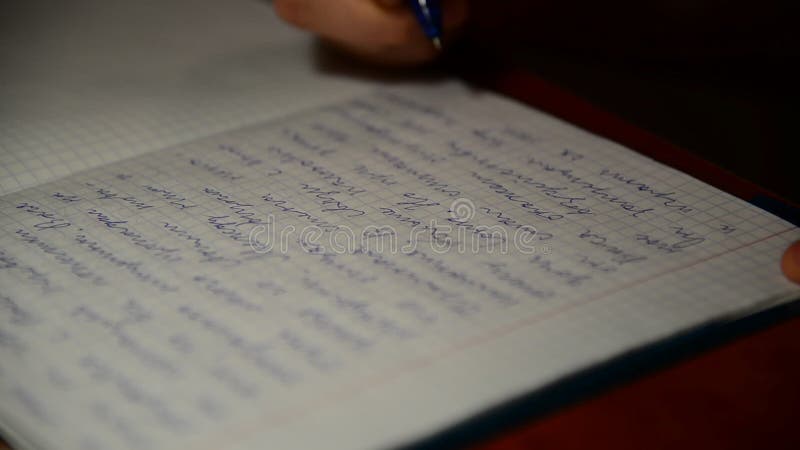 Boy Writes in Notebook Homework on Russian Language Stock Footage ...