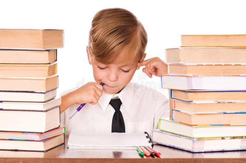 Boy writing stock image. Image of learning, desk, children - 15757265