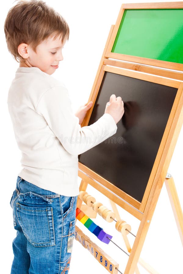 Boy writing stock image. Image of happiness, black, drawing - 15811567