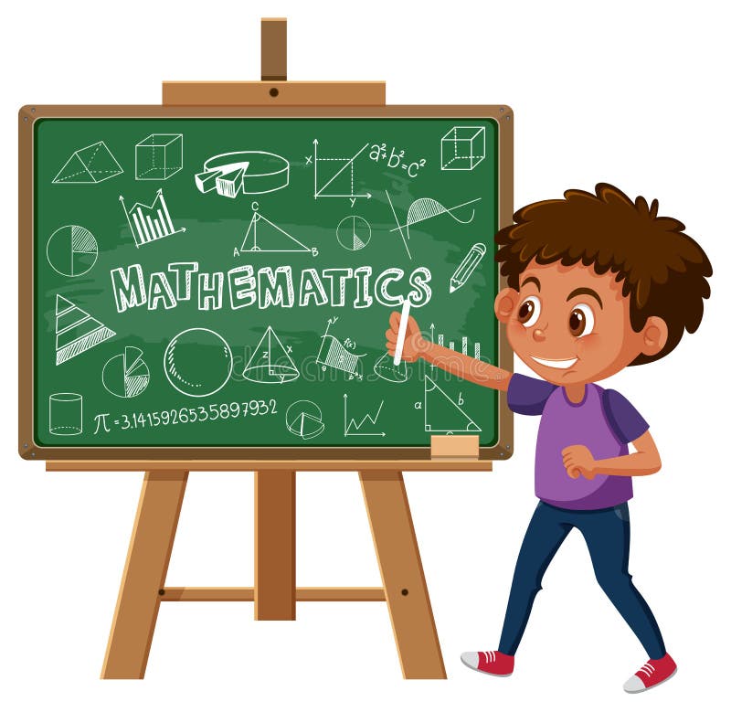 Boy Writing Math Formula on Blackboard Stock Vector - Illustration of ...