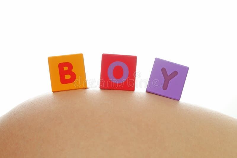Word Boy Written With Colorful Alphabet Cubes On Pregnant Belly Stock ...