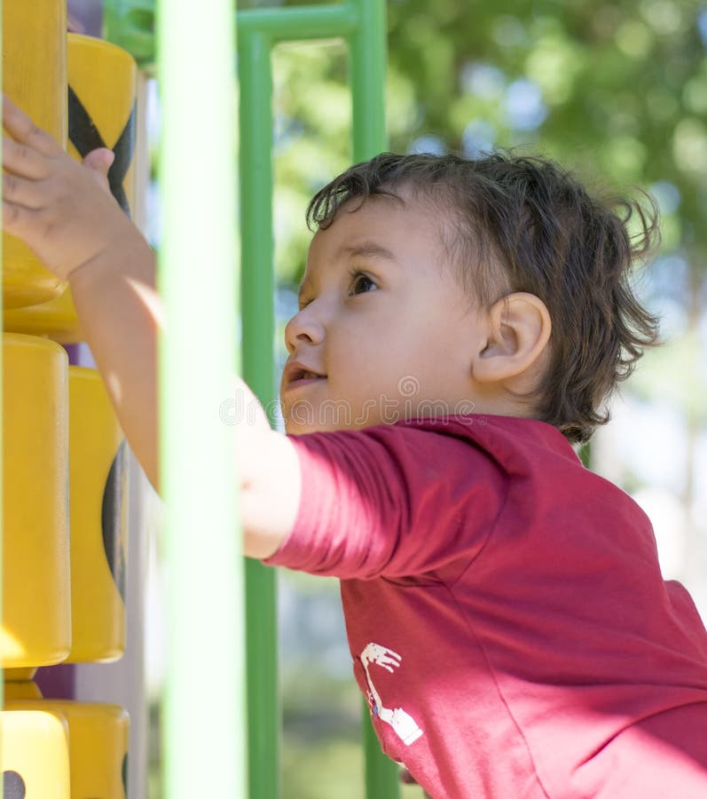 Boy 2 Years Playing in the Playground Stock Photo - Image of activity ...