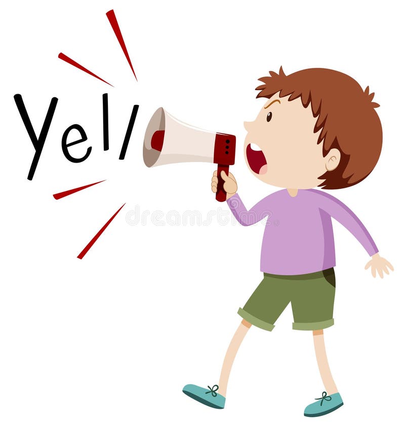 Boy Yelling through Speaker Stock Vector - Illustration of shouting ...
