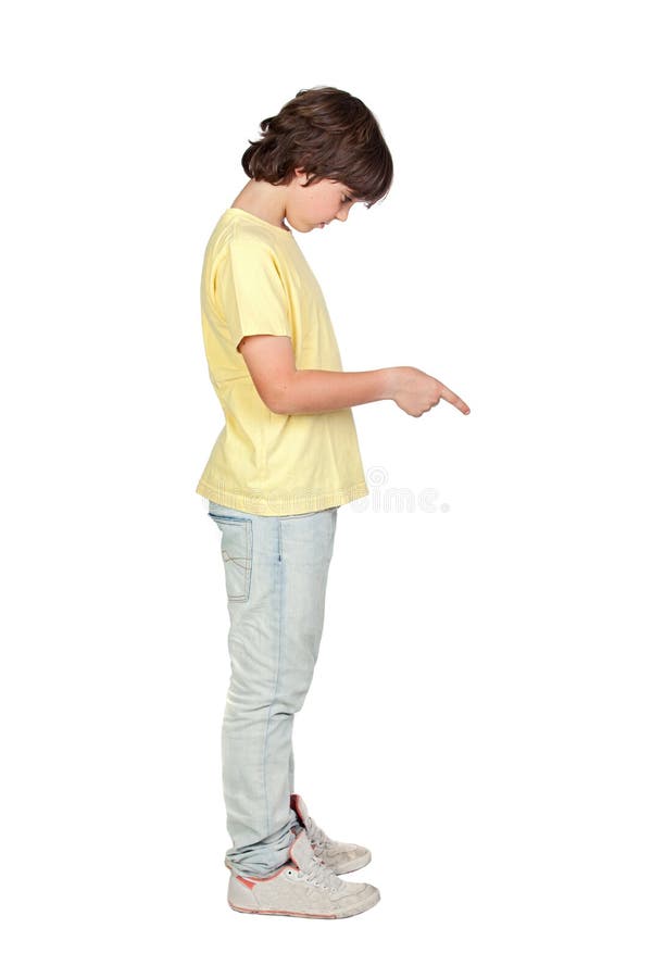 Boy with Yellow Shirt Giving an Order Stock Image - Image of pointing ...