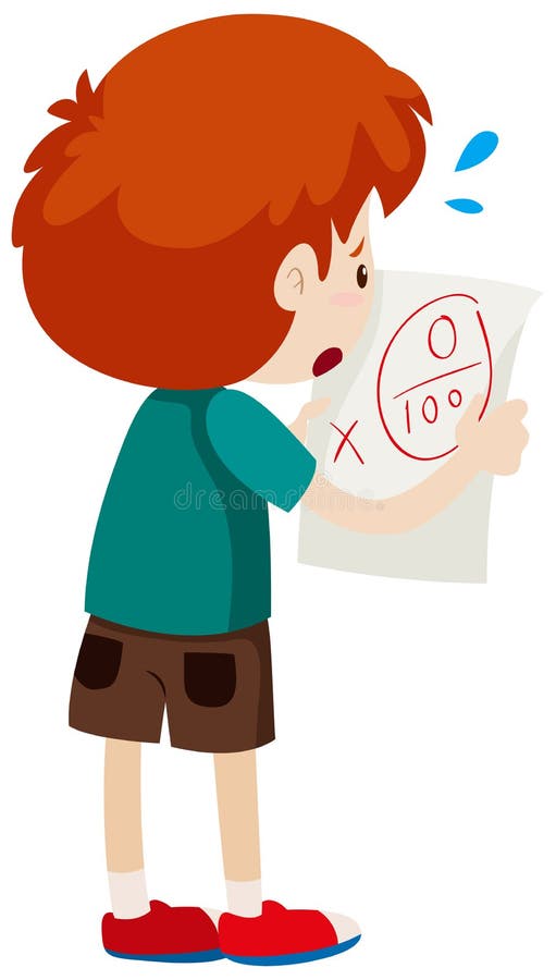 Boy student and bad test stock vector. Illustration of child - 19264428