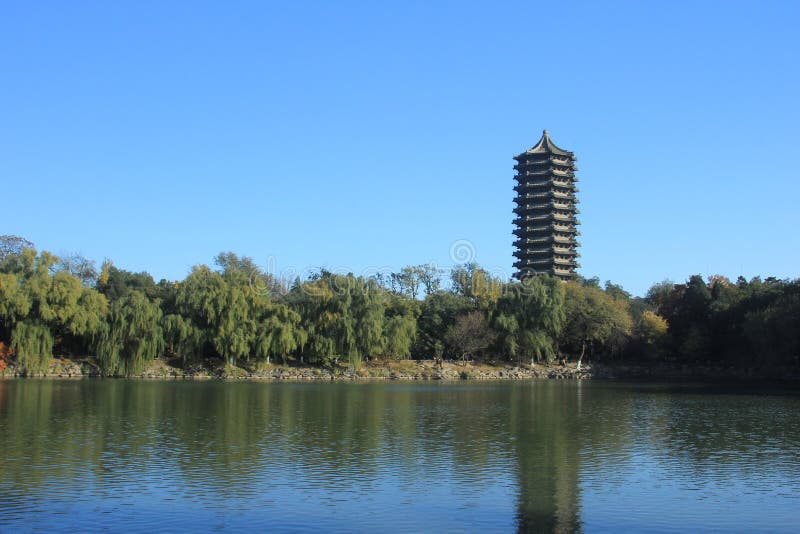 Boya Tower in Peking University Stock Image - Image of tower, china ...