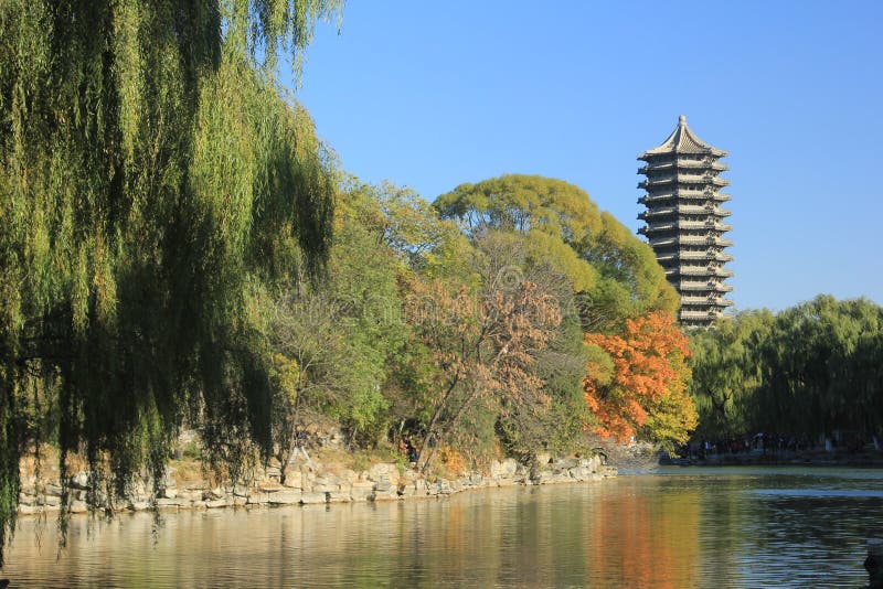 Boya Tower in Peking University Stock Image - Image of colorful, view ...