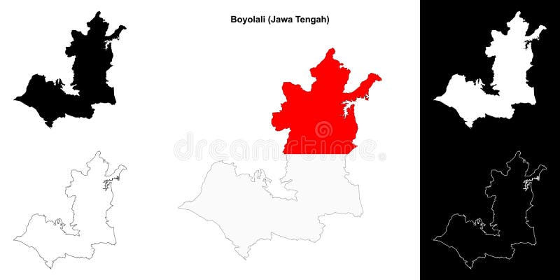 Boyolali outline map stock vector. Illustration of kabupaten - 356958318