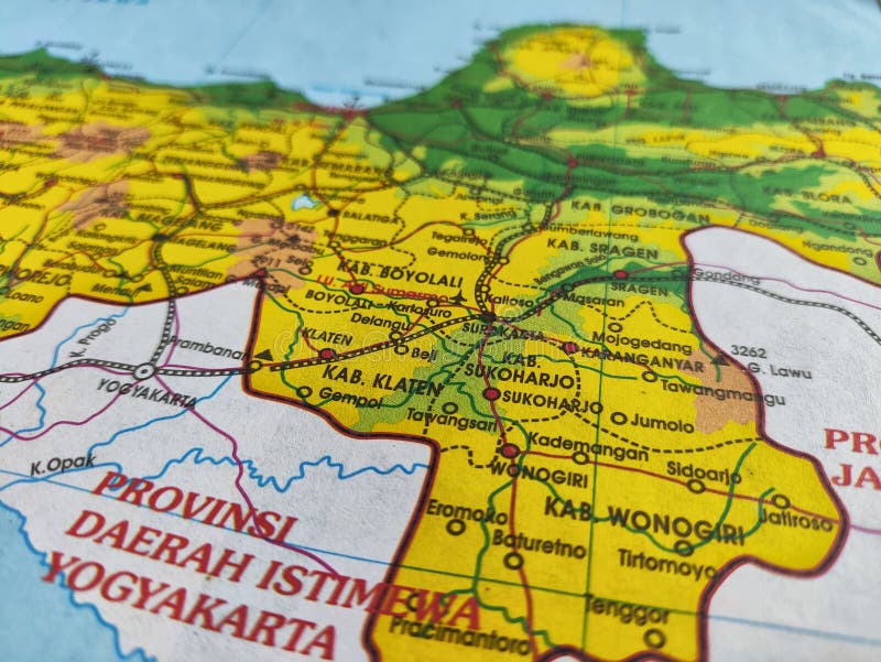 Boyolali Regency Map and Major Cities Around it on Physical Map Stock ...
