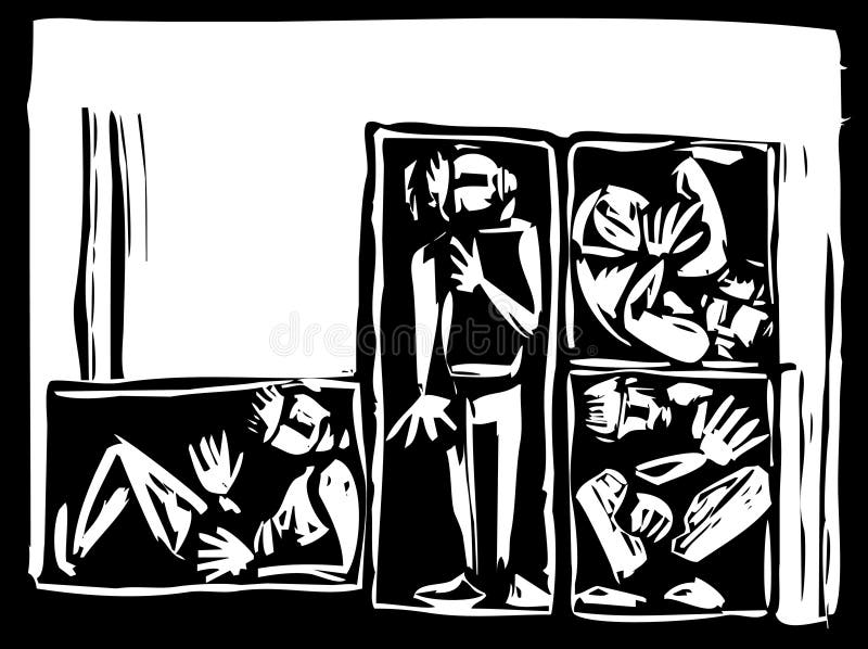 Boys in a Box stock vector. Illustration of confined - 14178326