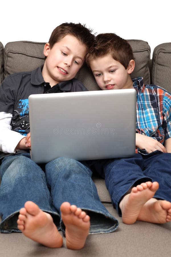 Boys with computer stock image. Image of little, internet - 18484025