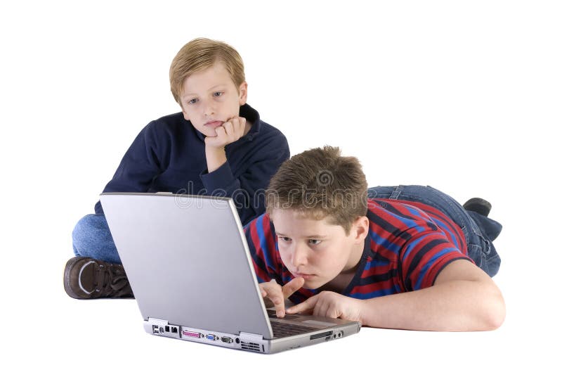 Boys on Computer stock image. Image of cheerful, family - 3432025