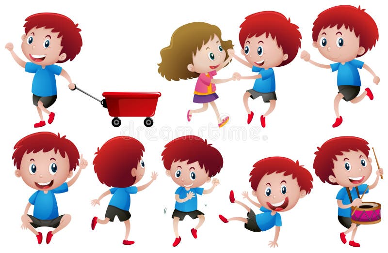 Boys in different actions stock vector. Illustration of childhood ...