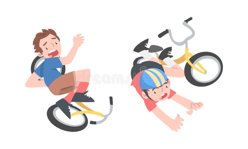 Boy Falling Off Bicycle, Teenager Bicyclist, Summer Outdoor Activity ...