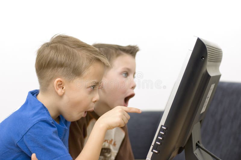 Boy watching tv stock photo. Image of male, monitor, happy - 292700