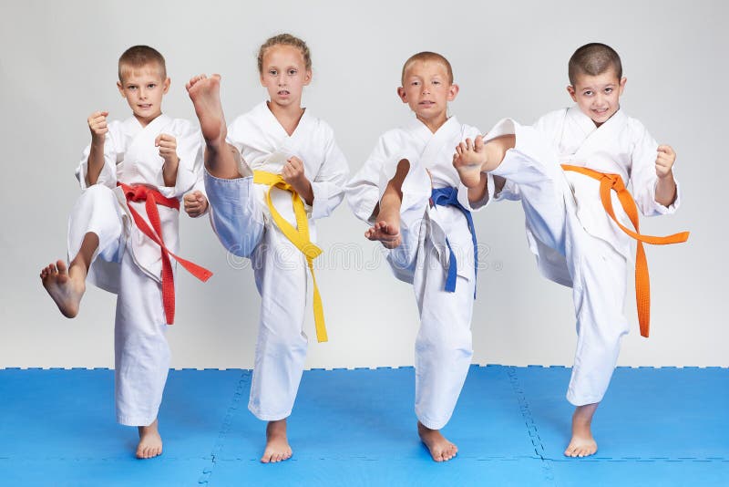 Boys and Girl are Beaten Kick Mae-geri Stock Photo - Image of happiness ...