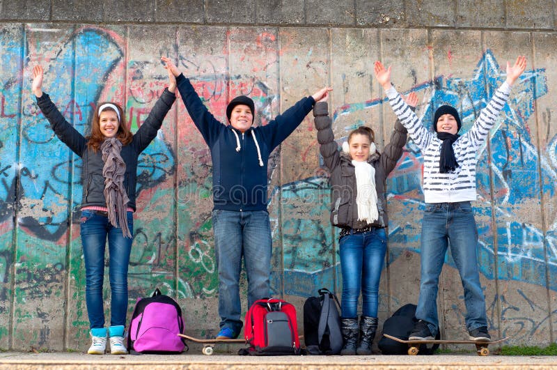 Boys and Girls Having Fun on the Street Stock Image - Image of group ...