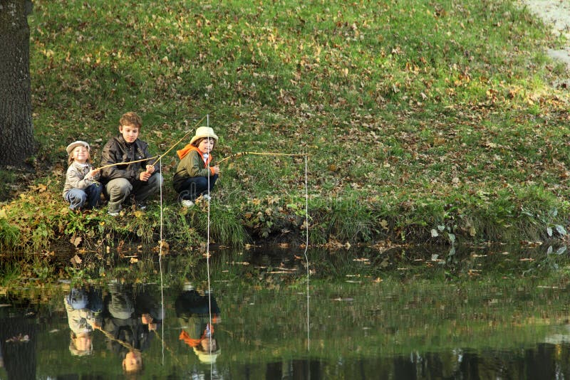 Boys Go Fishing on the River Stock Image - Image of activity, river ...