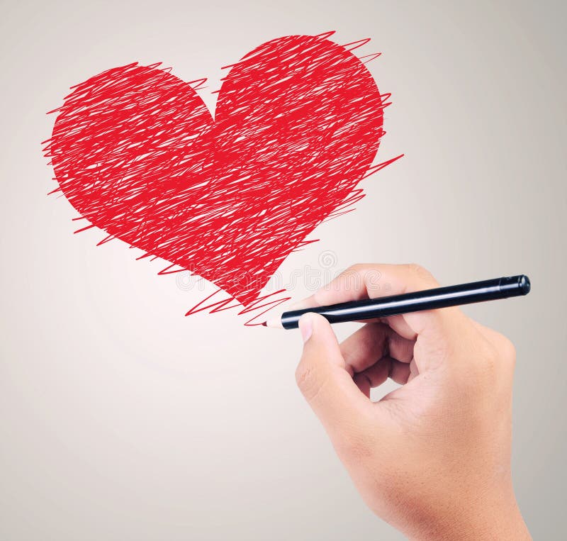 Boys Hand Drawing Red Hearts Stock Image - Image of hand, love: 34055065
