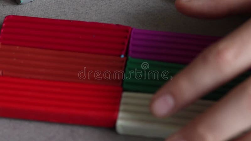 Boys Hands Making Plasticine Figures in Row Stock Video - Video of baby ...