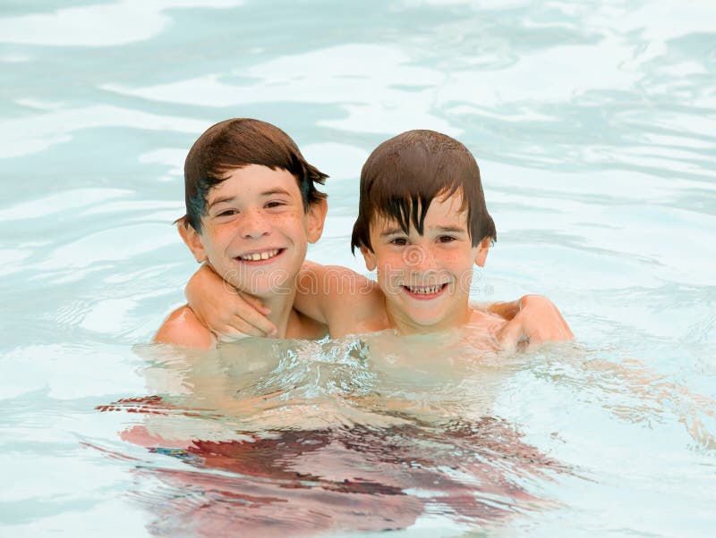 Boys Having a Fun Time at the Pool Stock Photo - Image of brothers ...