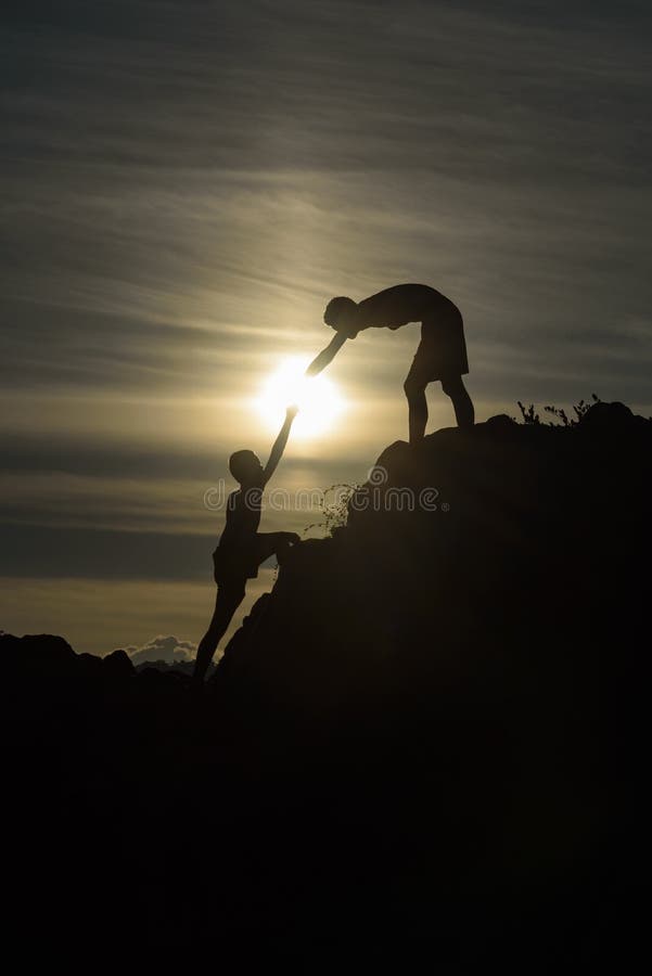 Boys Helped Pull Together Climbing Stock Image - Image of people, islam ...