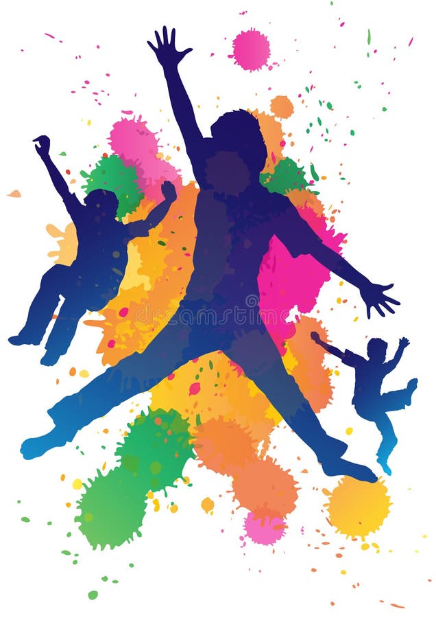 Young Boys Jumping Against an Abstract Background. Stock Vector ...