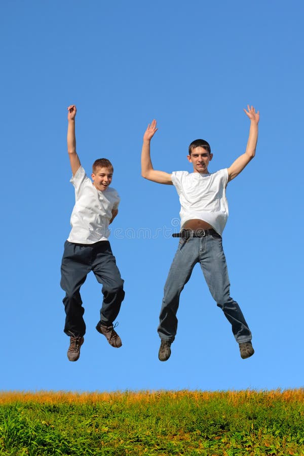 Boys jumping stock image. Image of autumn, jumping, high - 4257245