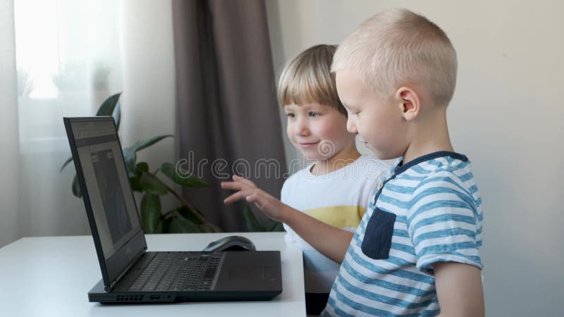 Computer Programming of Technology by Children, Little Boy and Girl ...