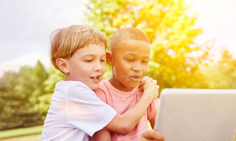 Boys with Laptop Learning about Technology Stock Image - Image of ...