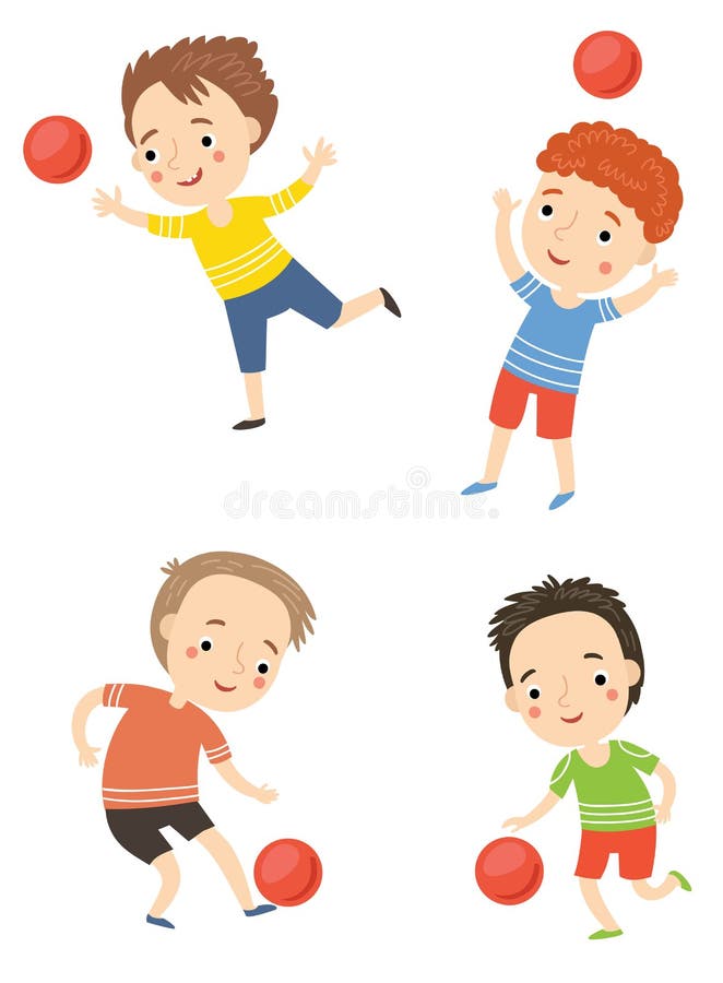 Boys Play Ball Vector Illustration Stock Vector - Illustration of group ...