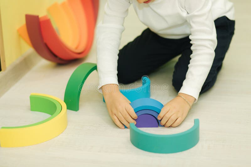 Boys Play in Different Intelectual Games in Preschool Classroom Stock ...