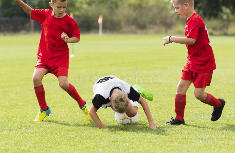 Boys Play Soccer Sports Field Stock Image - Image of kids, soccer ...