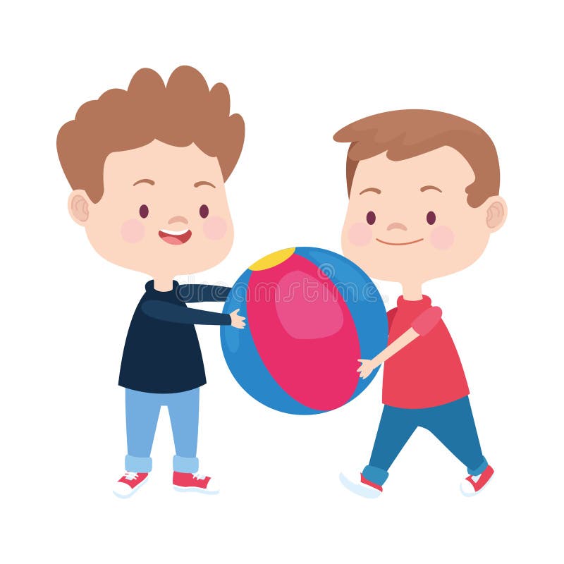Two boys playing ball stock vector. Illustration of drawing - 7181342