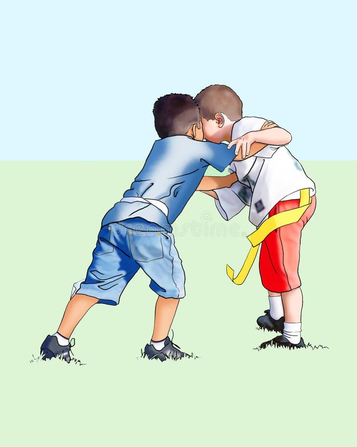 Kids Playing Flag Football Clipart
