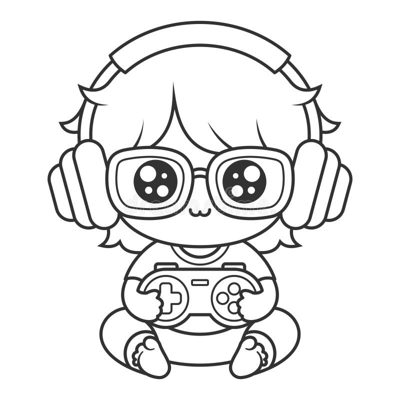 Boys Playing Games, for Coloring Stock Vector - Illustration of book ...