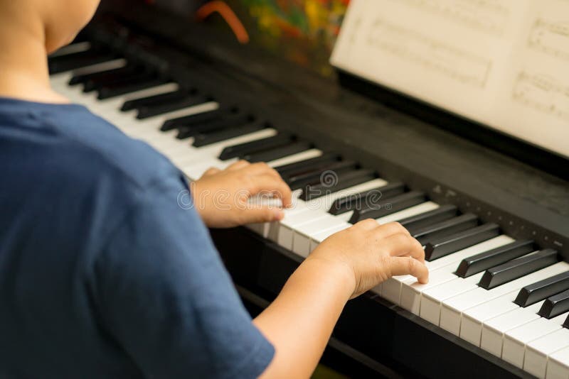 The Boys Playing Piano, Learning Piano Stock Image - Image of hand ...