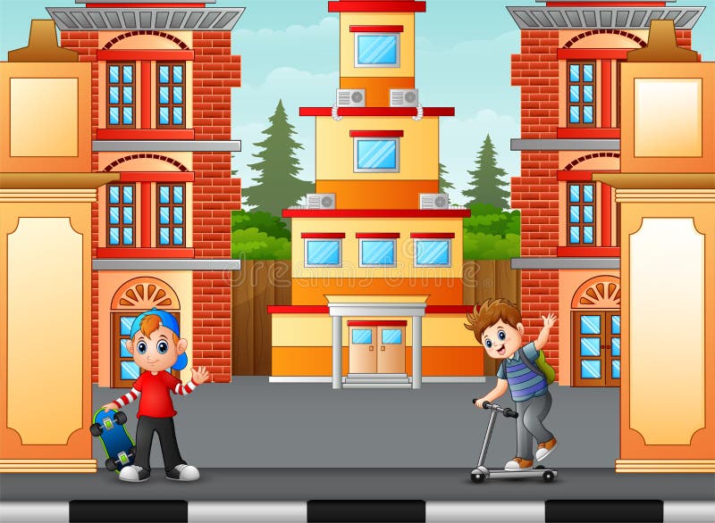 Illustration of Sidewalk in Suburban Neighborhood Stock Illustration ...