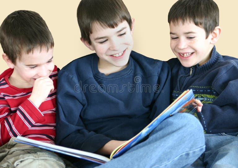Boys Reading Together stock photo. Image of group, books - 2072252