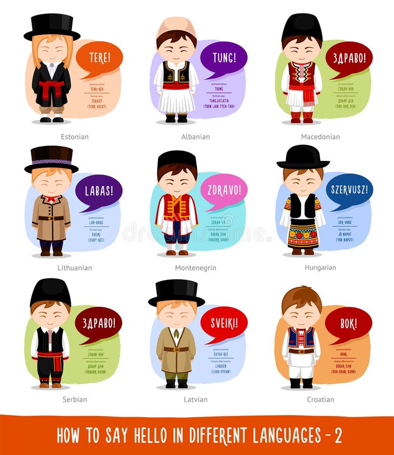 Boys Saying Hello in Foreign Languages. Stock Vector - Illustration of ...
