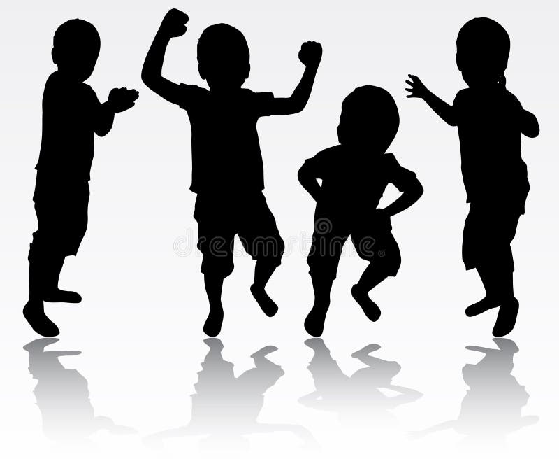 Little Boy Running Silhouettes Set 2 Stock Illustration - Illustration ...