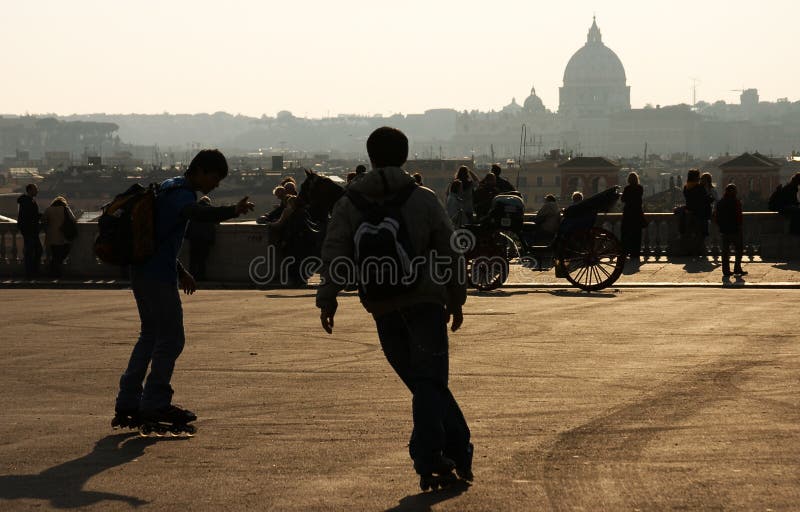 Boys skating in Rome stock image. Image of freedom, roller - 675127