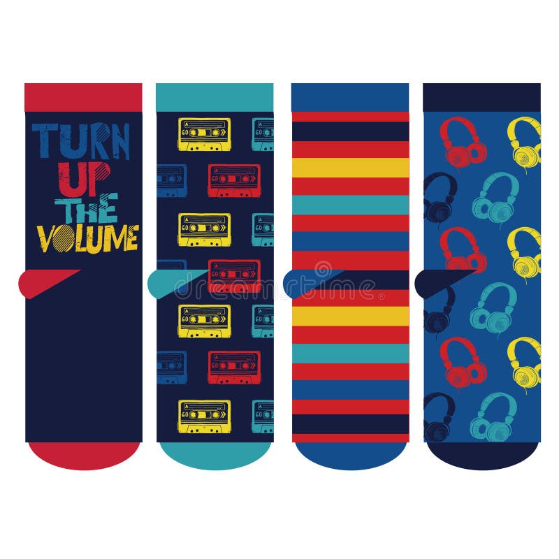 Boys Socks Design. Set of Socks Pattern Stock Vector - Illustration of ...