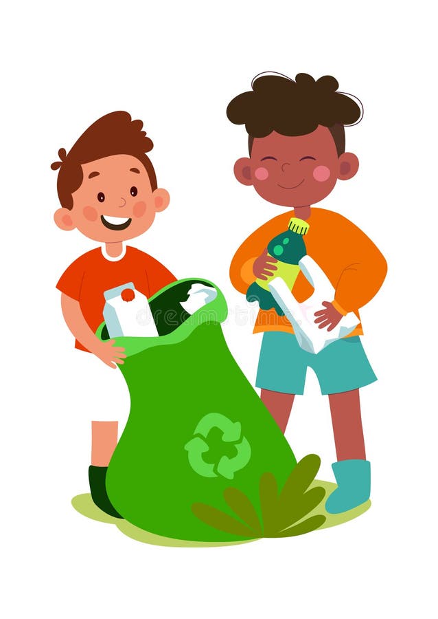 Boys sorting waste stock vector. Illustration of activity - 273903804