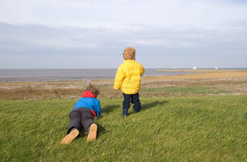 Boys Watching Sailing Ships Stock Photo - Image of little, horizon: 6788394