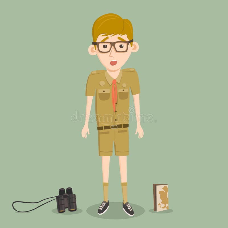 Boy scout with binoculars stock vector. Illustration of field - 28115604