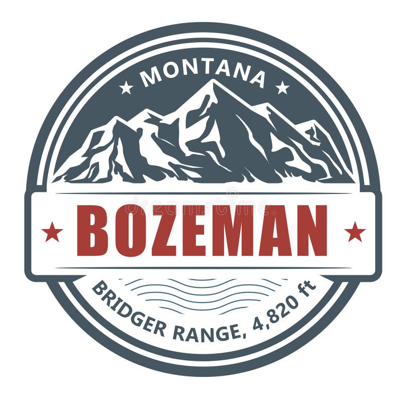 Bozeman, Ski Resort Stamp, Utah Bridger Range Emblem with Snow Covered ...
